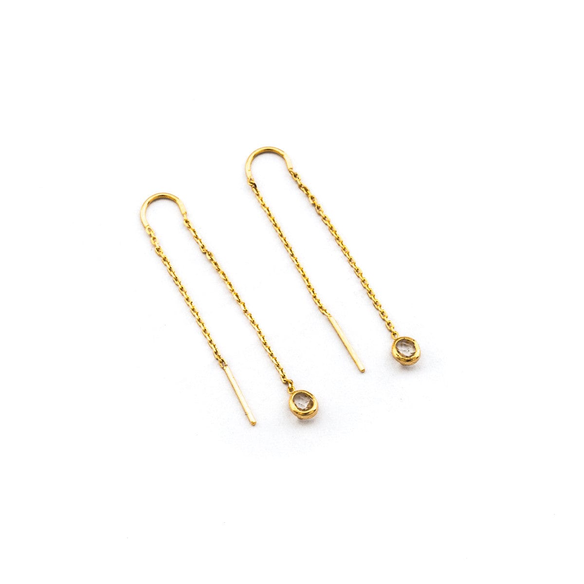 Chain Threader Earrings With Circle Charm – TAI JEWELRY